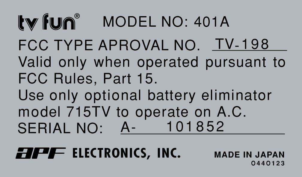 APF TV Fun Console Model Label – Hoskbrew